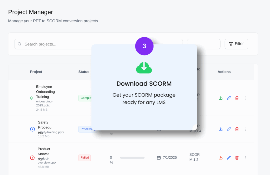 Convert PPT to SCORM-compliant eLearning Courses